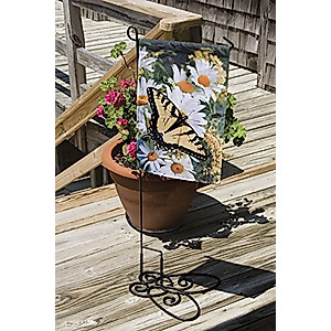 Evergreen Flag Classic Black Iron Garden Flag Stand with Rubber Stopper - 17.5" x 44"H