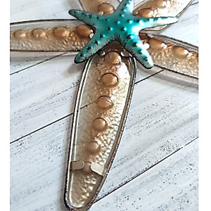 JOYBee Metal&Fused Glass Starfish Wall Art Decor,Sea Life Nautical Home Decor,Wall Art13.25inch*12.75inch, Decoration for Garden,Home,Patio,Kitchen,Bathroom, Coastal Decorations