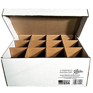 The Perfect Mason Jar Box, Quart. Set of 3 Cardboard Canning Jar Storage & Moving Boxes. Each Box Holds 12 Quart-Size Jars (32 oz), No Tape Required