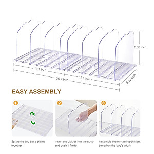 Upgraded Wavy Purse Storage Organizer, Adjustable Shelf Dividers for Closet Organization, 8PCS, Clear Shelf Dividers and Separators for Handbags, Bookshelf, Pocketbook, Wood Shelves, Bedroom & Kitchen