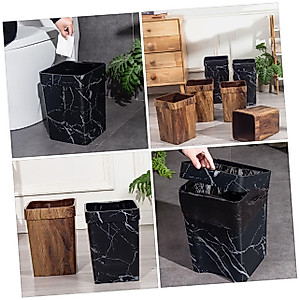 JOINPAYA Marble Trash Can Bathroom Trash Can Garbage Can Farmhouse Trash Square Waste Bin Trash Basket Black Bins Counter Trash Can Trash Bin Plastic Container Office Outdoor