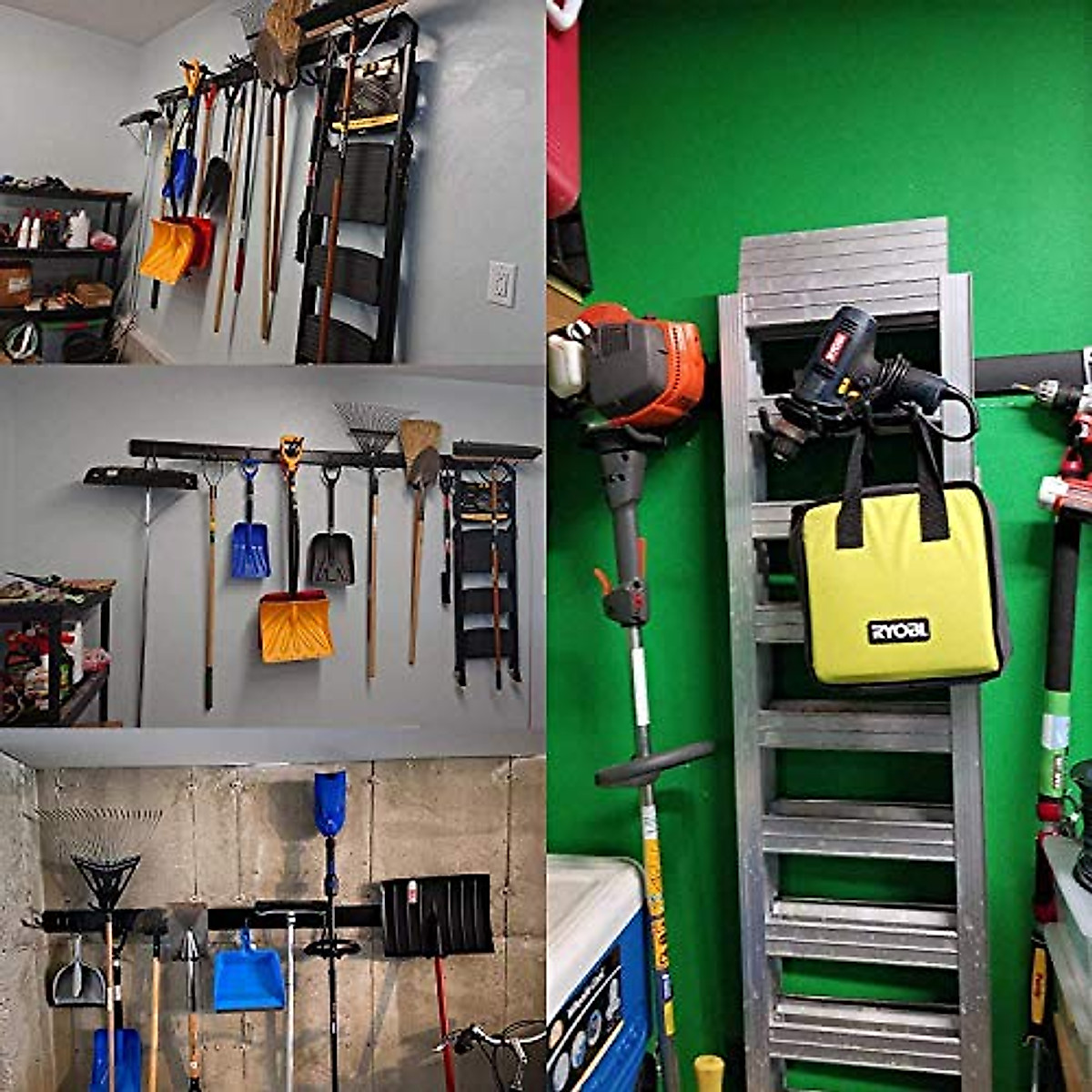 Homydom Wood Organizer and Lumber Storage Metal Rack & Garage Storage System Utility Organizer Wall Amount with Hooks