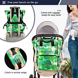 St Patricks Day Diaper Bag Backpack for Baby Boys Girls Multifunction Baby Essentials Travel Tote with Stroller Straps & Bottle Storage Nappy Changing Bag for Dads Moms Hiking Shopping Traveling