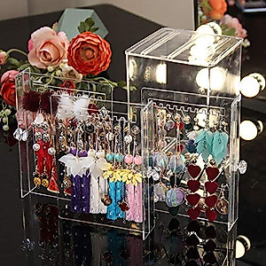 Sooyee Clear 3 Vertical Drawer Earring Display Stand Organizer(216 Holds 108 Pairs), Jewelry Hanger Storage Box