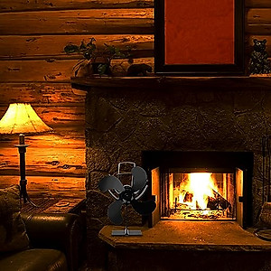 Stove Fan, 4-Leaves Heat Powered Wood Stove Fan, Energy-Saving Fireplace Fan, Thermoelectric Fan Eco Fans, Fireplace Blower Fan Kit for Log Burner