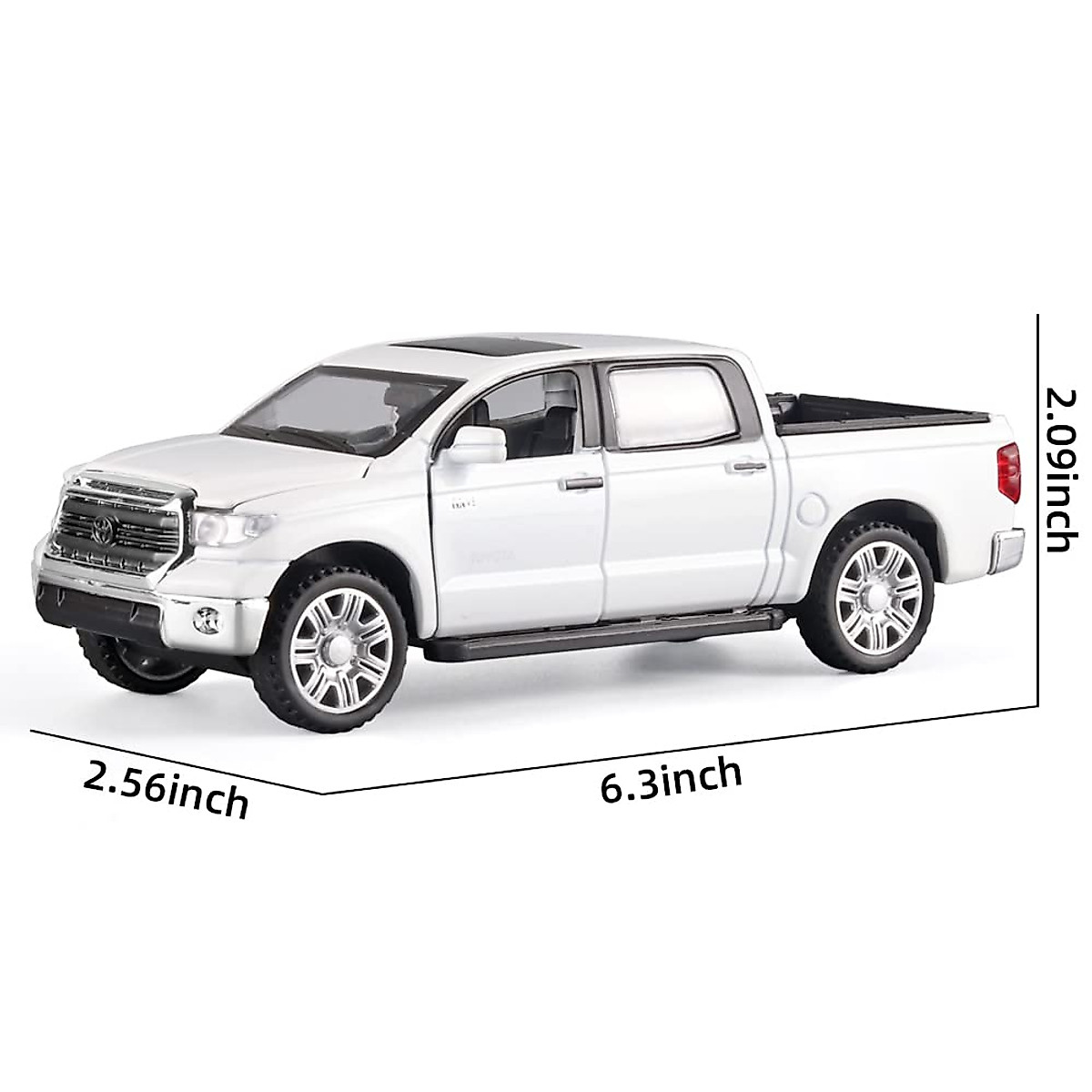 OANMYJJO Toy Pickup Trucks for Boys 1/32 Tundra Diecast Cars Model，Zinc Alloy Toy Pickup Truck，with Sound and Light、Pull Back，Birthday Gifts for Kids Ages 3 Year and UP（White）