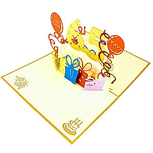 iGifts And Cards Happy 65th Birthday With Lots of Presents 3D Pop Up Greeting Card - Sixty-Five, Awesome, Cute, Fun, Unique, Special Occasion, Celebration, Husband, Wife, Best Friend, Congratulations