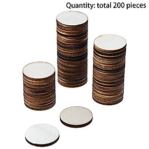 Boao 200 Pieces 1 Inch Unfinished Wood Slices Round Disc Circle Wood Pieces Wooden Cutouts Ornaments for Craft and Decoration