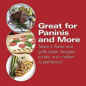 Hamilton Beach Electric Panini Press Grill with Locking Lid, Opens 180 Degrees & Breakfast Sandwich Maker with Egg Cooker Ring, Customize Ingredients