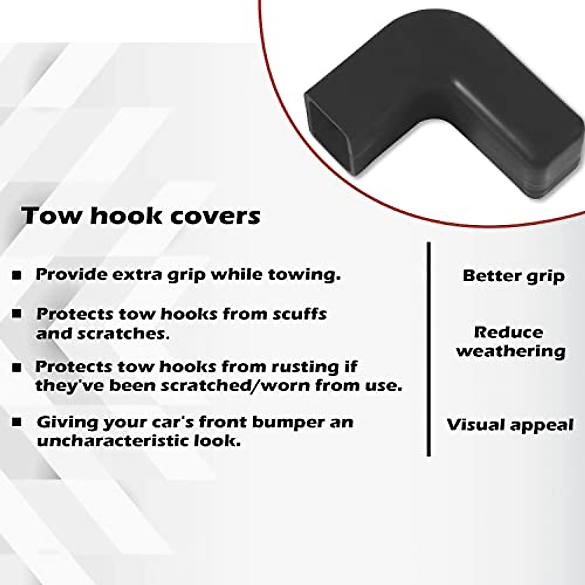 Factory Bumper Tow Hook Covers Fit for Jeep Wrangler JK, JL, Gladiator JT 07-22 Front Bumper Protect from Scuffs and Scratches, 2 Pack (Black)