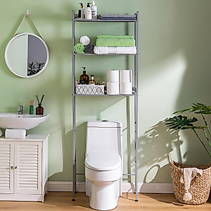 OhuaCason Over The Toilet Storage Shelf: Over The Toilet Storage Shelf for Small Bathroom - Metal Light Grey