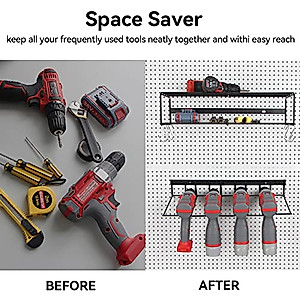 Aceart Power Tool Organizer with 4 Hook Heavy Duty, Separate Electric Drill Storage Rack Heavy Duty Metal Hardware Tool Shelf for Garage Wall, Handheld Tools