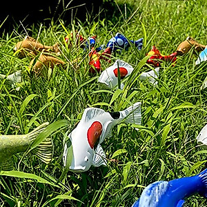 Mayuta 3 Pcs Koi Fish Decor,Garden Sculptures & Statues,Garden Art,Fish Sculpture for Outdoors, Patio, Yard, Lawn, Garden Pond and Home Decoration(Green Grey)