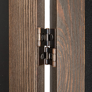 MyGift 4 Panel Rustic Dark Brown Wood Folding Room Divider Decorative Semi Private Screen with Chalkboard Panels and Two Way Hinges