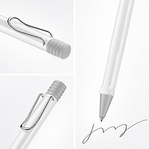 Lamy safari white - Ballpoint Pen with ergonomic grip & line width M - for pleasant long writing - made of robust ASA plastic – including large capacity refill M 16 in blue
