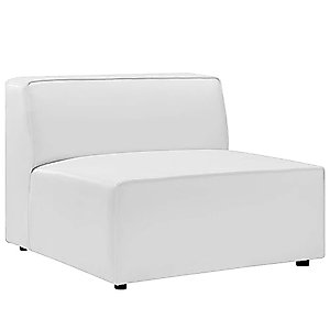 Modway Mingle Vegan Leather Sectional Sofa Armless Chair, White