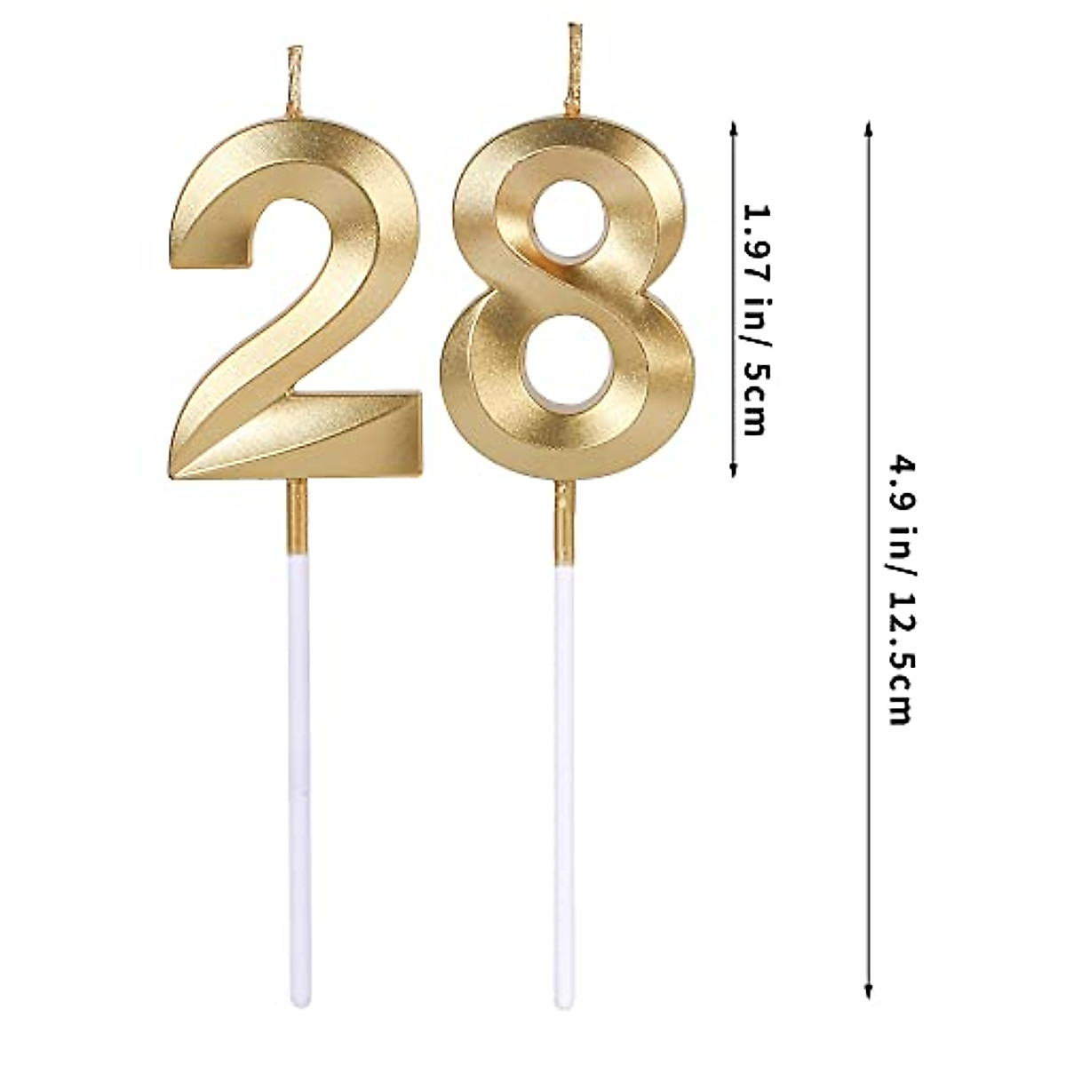 Gold 28th & 82nd Birthday Candles for Cakes, Number 28 82 Candle Cake Topper for Party Anniversary Wedding Celebration Decoration