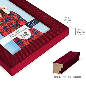 Renditions Gallery 5x7 inch Picture Frame Set of 2 High-end Modern Style, Made of Solid Wood and High Definition Glass Ready for Wall and Tabletop Photo Display, Red Frame