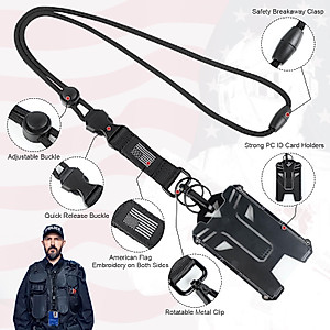 DAYGOS Hard Plastic Badge Holder, Tactical ID/Credit Holder with Heavy Duty Breakaway Neck Lanyard, Detachable Card Holder Lanyards for Keys, Offices, Cruise, School (Black, Holds 1 to 6 Cards)