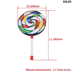 BQLZR 7.9" Lollipop Shape Hand Drum Percussion Musical Instruments Tool with Candy Drumstick Pack of 5