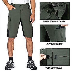 Cycorld Men's-Mountain-Bike-Shorts MTB-Shorts-for-Men Quick Dry Lightweight with Pockets Cycling Riding Biking Baggy Shorts(Green, Large)