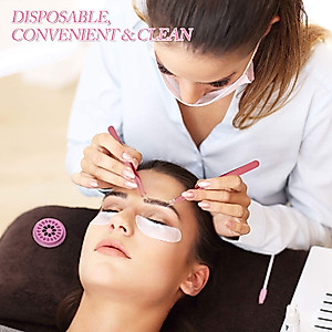 200 Pieces False Eyelashes Glue Holders Pink Flower Shape Glue Pallet Pad with Straight and Curved Tip Tweezers for Eyelash Extension False Lash Application Tools