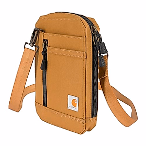 Carhartt Nylon Duck, Water Resistant Wallet with Adjustable Crossbody Strap, Brown