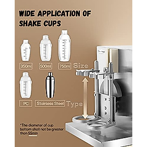 Moonshan Automatic Milk Tea Shaker Machine 360° for Bubble Tea Boba Tea Electric Milk Tea Shaking Machine Juice Coffee Milk Wine Cocktail Double Cup 350ml-750ml with PC Cups