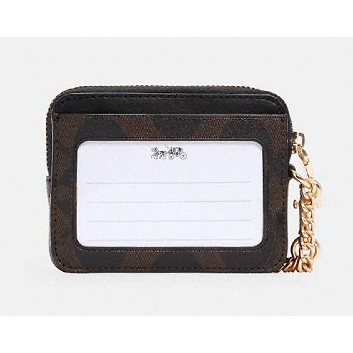 Coach C1885 Zip Card Case In Blocked Signature Canvas