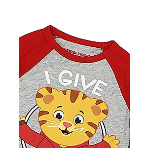 Daniel Tiger Toddler Boys Girls Long Sleeve Tee (2T, Red/Grey)