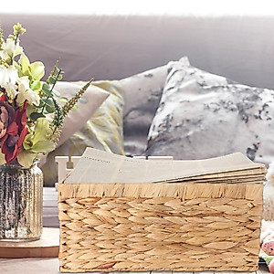 Layhit Set of 3 Wicker Storage Baskets, Water Hyacinth Wicker Storage Baskets Set, Wicker Storage Baskets for Storage, Water Hyacinth Storage Baskets for Shelves,3 Mixed Sizes