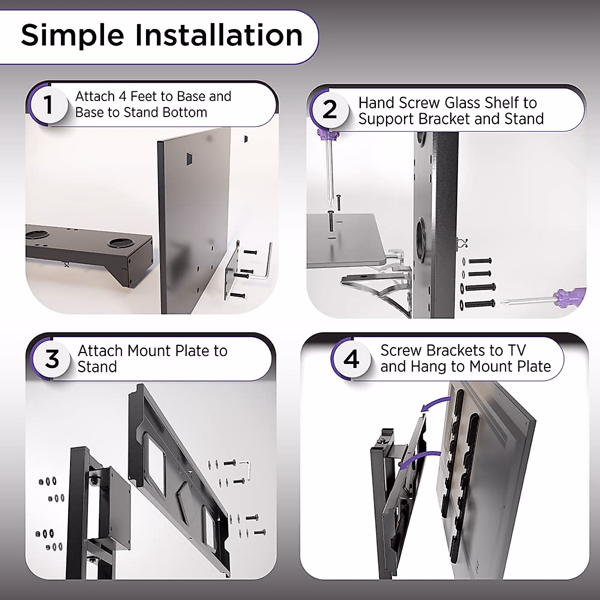 ProMounts Universal Floor TV Stand Swivel for Most 37-72 Inch Screens, TV Stand with Shelves with ±25° Swivel, Floor TV Mount with Adjustable AV Shelf, Floor Monitor Stand Holds up to 110lbs