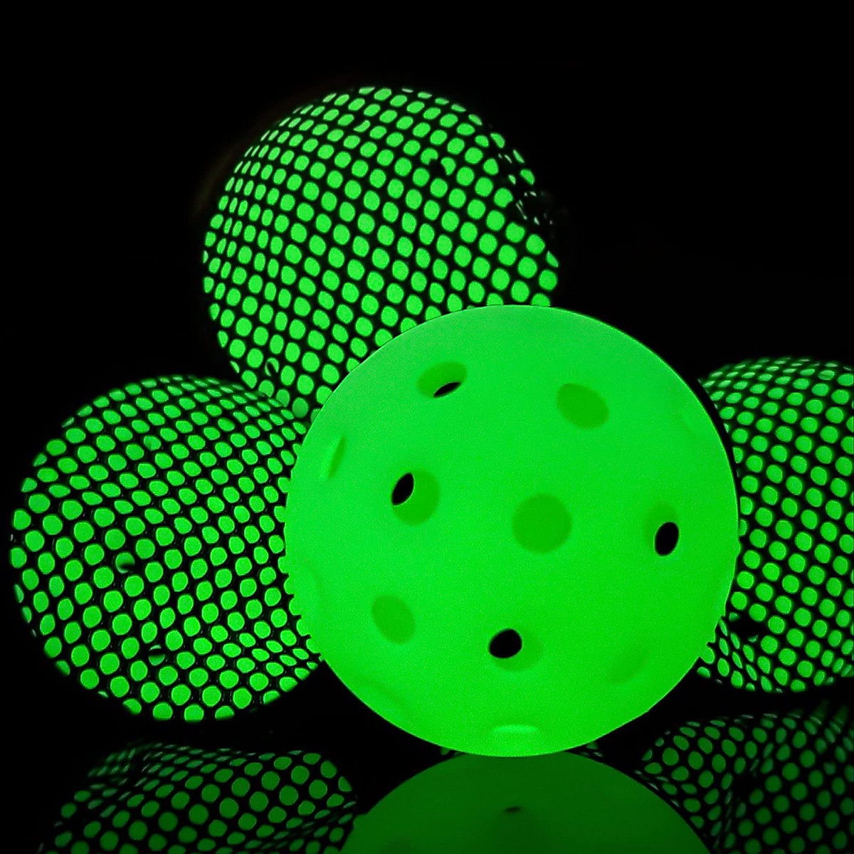 Hzdyopk 4pcs Pickleball-Balls, USAPA Standard 40-Hole Outdoor Wiffle Balls, with Mesh Bag and 2 Ball Picker，Fluorescent Glowing Ball, Unique Gift for Pickleball Lovers
