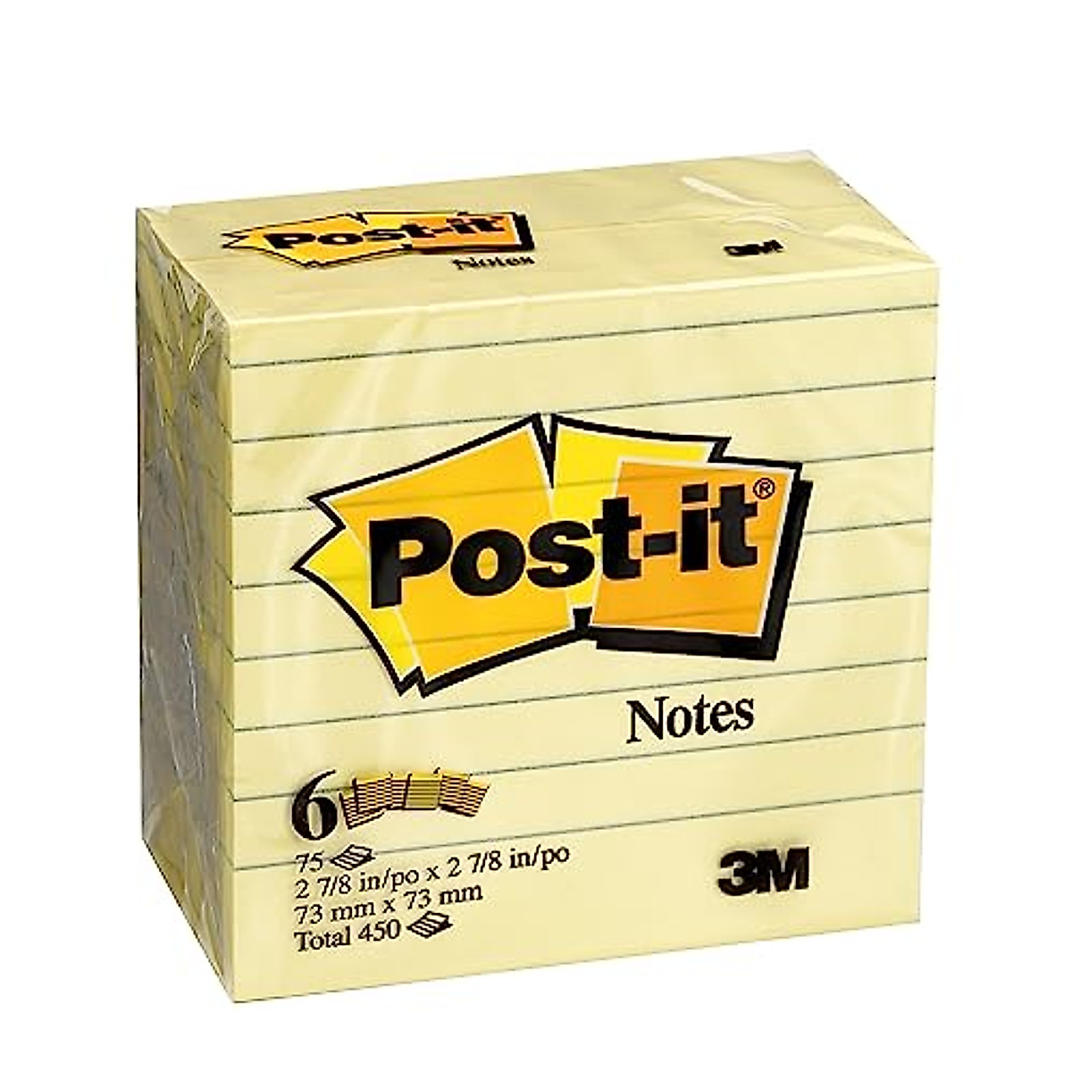 Post-it Notes 3x3 in, 6 Pads, America's’s #1 Favorite Sticky Notes, Canary Yellow, Clean Removal, Recyclable (5444)