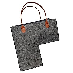 JISADER Stair Basket Storage 4mm Premium Felt with Leather Handles Organizing for Carpeted Home and Office Decor Laundry Staircase Toys, Middle Gray