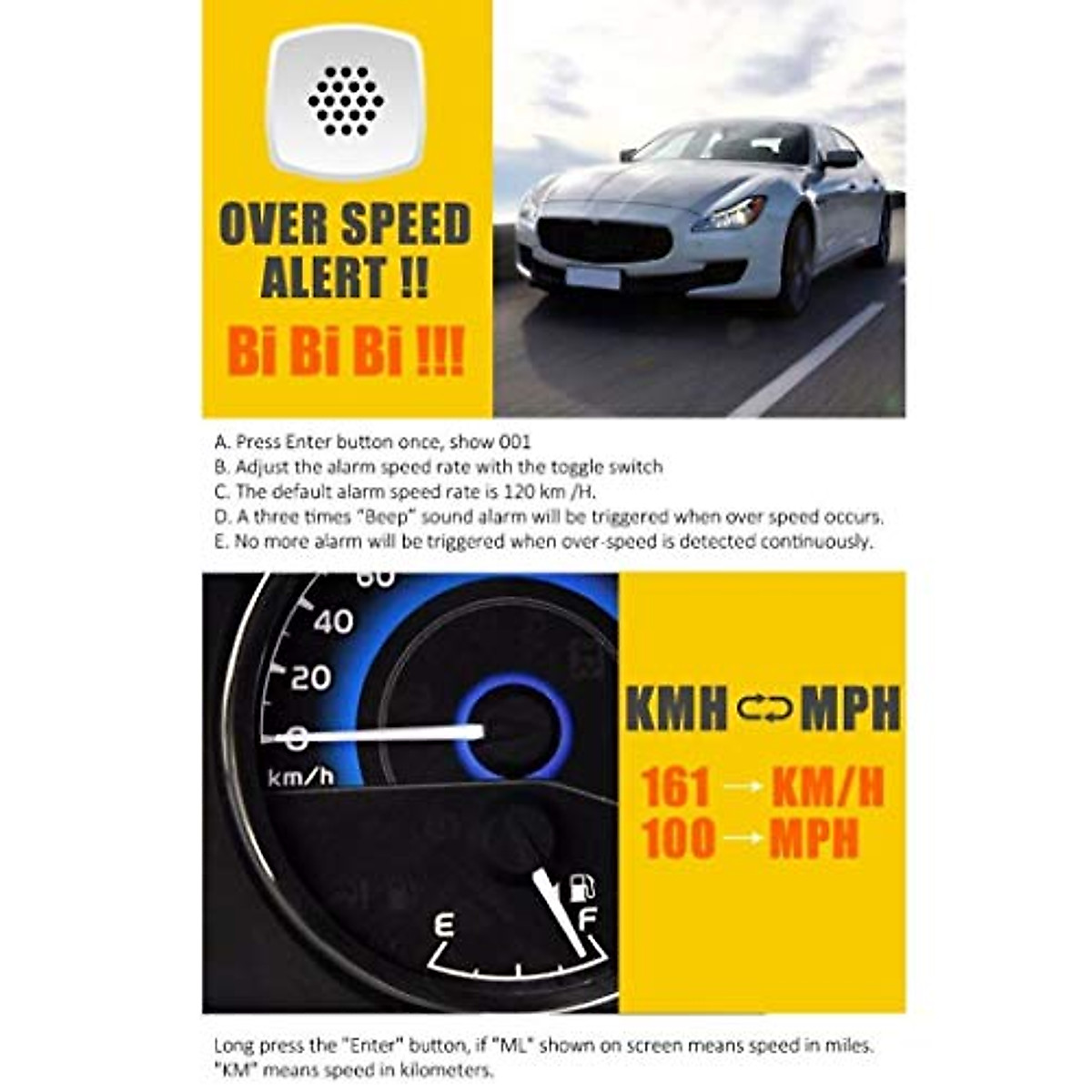 ELING Universal Head Up GPS Speedometer C90 HUD Digital Speed Display MPH KM/H LED Screen Speed Projector with Over Speed Alarm for All Vehicles