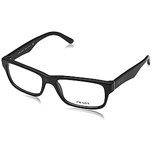 Prada Heritage PR 16MV 1BO1O1 Matte Black Plastic Rectangle Eyeglasses 55mm