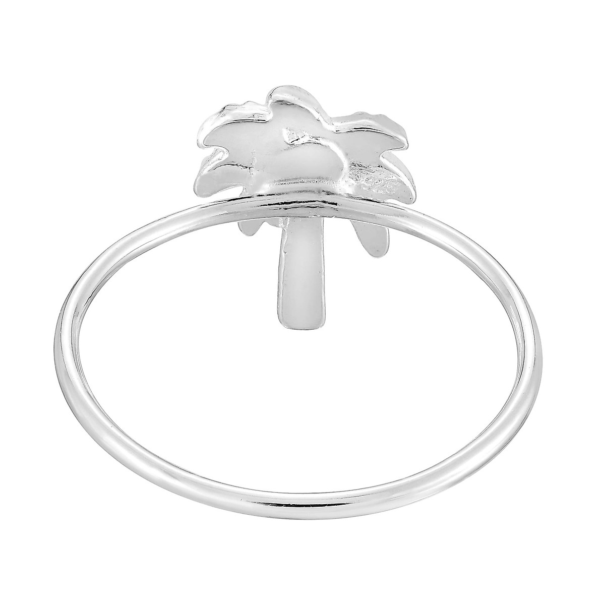 AeraVida Tropical Summer Coconut Palm Tree Charm .925 Sterling Silver Ring (7) | Minimalist Silver Tree Ring for Women | Fashion Jewelry