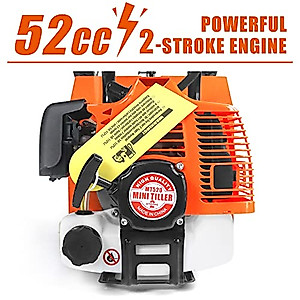 NEOTEC MT520 Mini Tiller Cultivator, 52cc 2 Stroke Gas Powered 4 Premium Steel Adjustable Forward Rotating Tines, Height Adjustable Wheels for Garden & Lawn, Digging, Weed Removal & Soil Cultivation