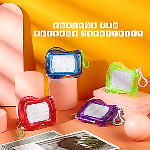 24 Pieces Mini Magnetic Drawing Board for Kids Backpack Keychain Clip Erasable Mini Doodle Boards Toys for Party Colorful Writing Sketch and Painting Pad Set for Classroom Rewards Party Supplies