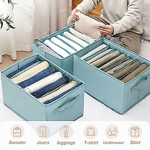 GWSNIO 2PCS Wardrobe Clothes Organizer Jeans Storage, Foldable Closet Organizer Storage Box with Handle for Jeans T-shirt Pants Sweater Kids Clothes Drawer Dividers