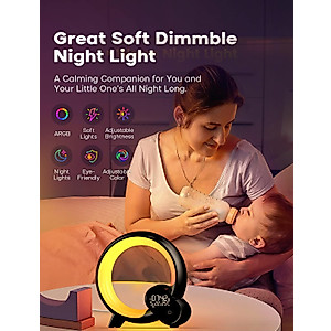 Smart Night Light for Kids,Wake Up Light Sunrise Alarm Clock,Ambient Light & Sleep Assistant 15 Soothing Sounds Baby Night Light,App,Bluetooth Speaker,Bedside Lamp,Timer,Remote Control,Ideal for GIF