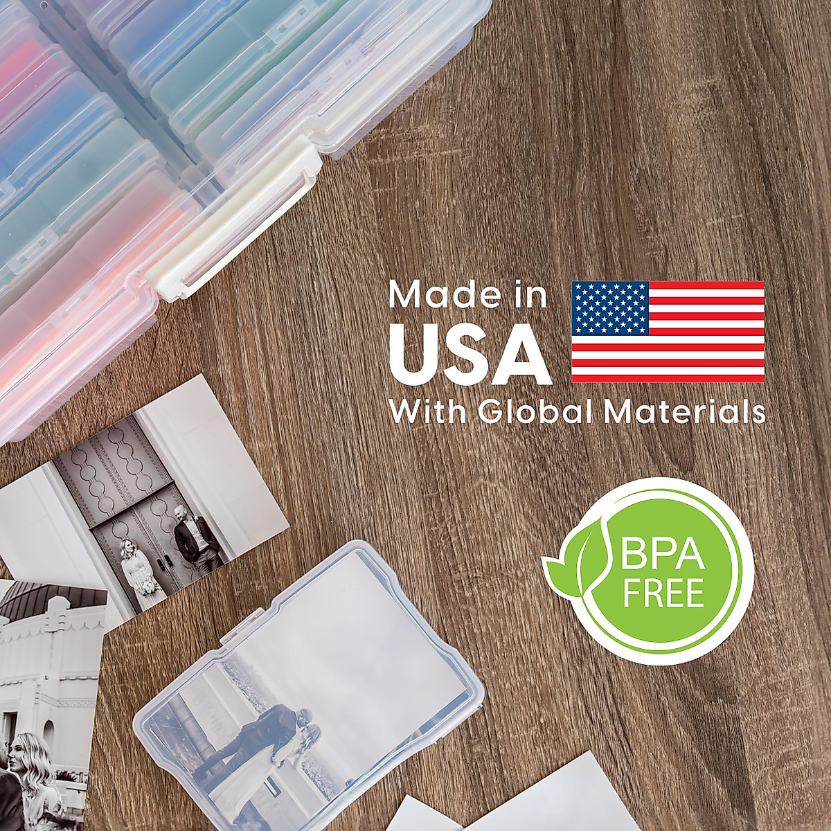 IRIS USA 4" x 6" Photo Storage Craft Keeper, 2 Pack, Main Container with 16 Organization Cases for Pictures, Crafts, Scrapbooking, Stationery Storage, Protection and Organization, Clear