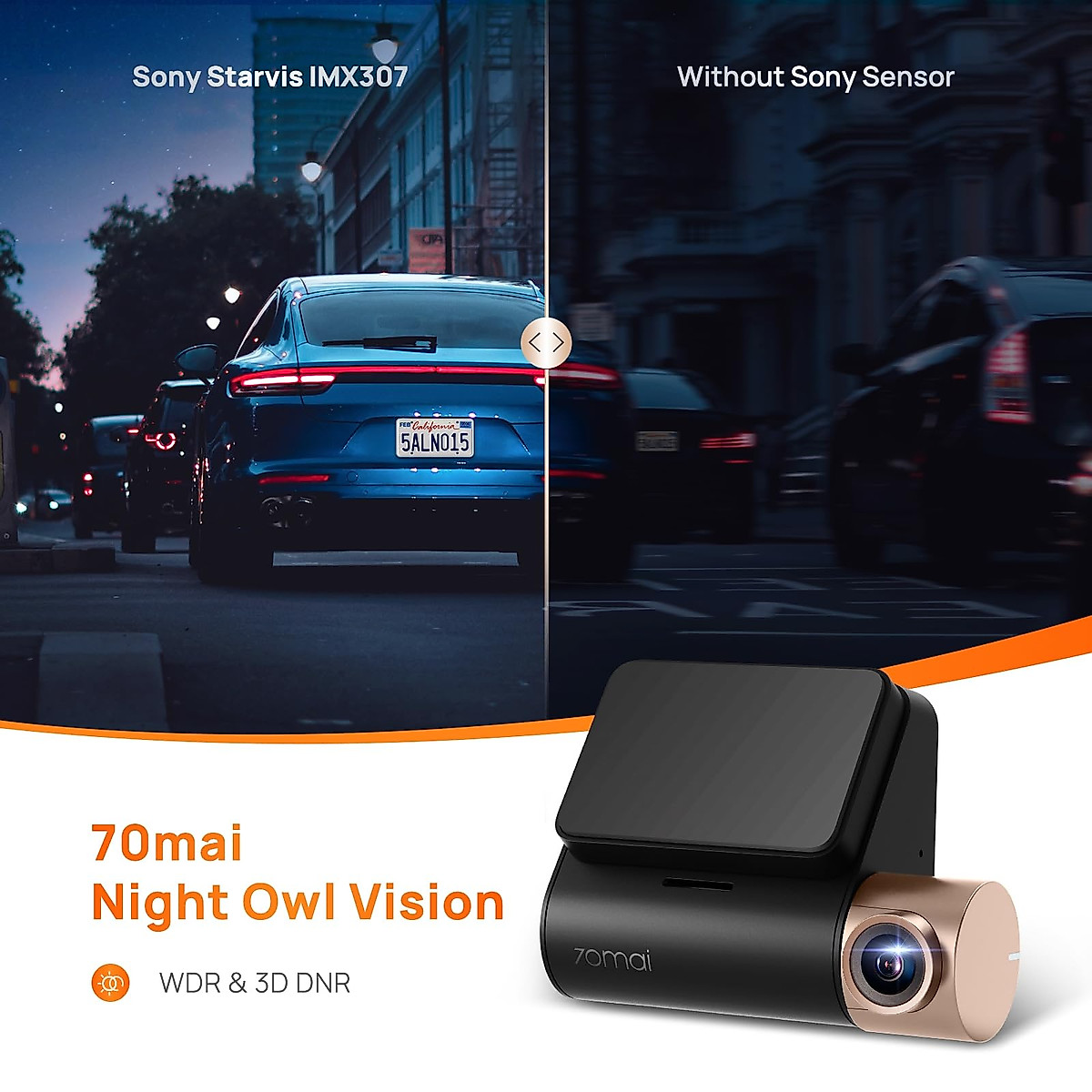 70mai Dash Cam Lite, 70mai Micro SD Card 32GB, 1080P Full HD, Sony IMX307, Built-in G-Sensor, 130° Wide Angle FOV, WDR, Night Vision, Loop Recording