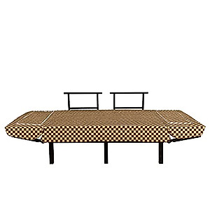 Ambesonne Checkered Futon Couch, Empty Checkerboard Wooden Seem Mosaic Texture Image Chess Game Hobby Theme, Daybed with Metal Frame Upholstered Sofa for Living Dorm, Loveseat, Brown Pale Brown