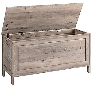 HOOBRO Storage Chest, Retro Toy Box Organizer with Safety Hinge, Sturdy Entryway Storage Bench, Wooden Look Accent Furniture, Easy Assembly, Greige BG100CW01