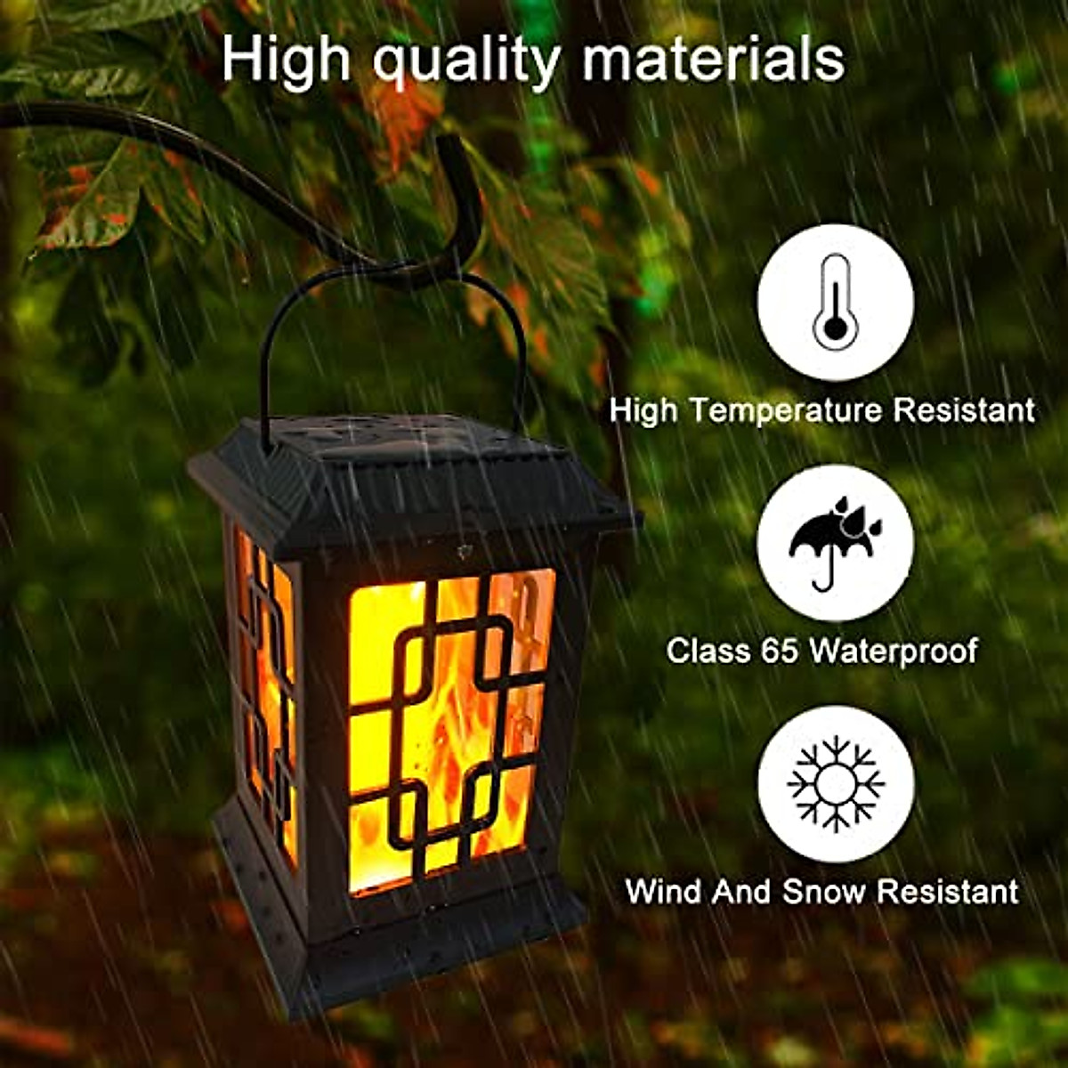 Solar Lanterns Outdoor Waterproof Hanging Solar Light Decorative LED Flickering Flame Solar Lights Solar Lanterns Outdoor for Garden Patio Yard Pathway 2 Pack