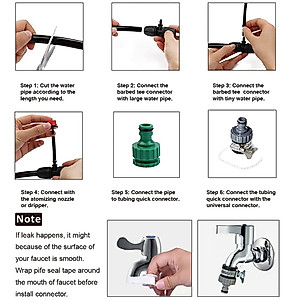 Flantor Garden Irrigation System,50ft 3/8" & 50ft 1/4" Irrigation System Blank Distribution Tubing Watering Drip Kit/Irrigation Kits Automatic Mist Irrigation Equipment Set for Garden,Flower Bed,Lawn