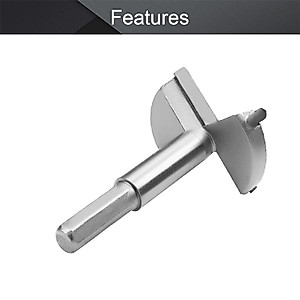 Utoolmart Forstner Drill Bits, 48mm Cemented Carbide Wood Cutter Tool, Hex Shank Woodworking Hole Saw Cutter, 80mm Length Woodworking Hole Boring Bit, Gray, 2 Pcs