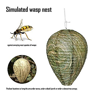Outward Creations Wasp Nest Decoy - 3 Pack - Hanging Wasp Repellent and Deterrent- Safe Fake Trap